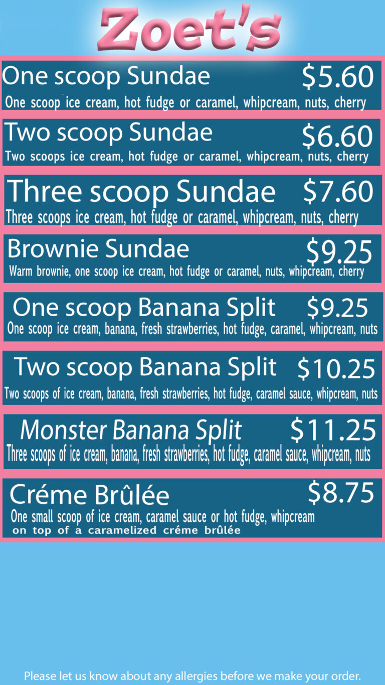 Menu – Zoet Sweets